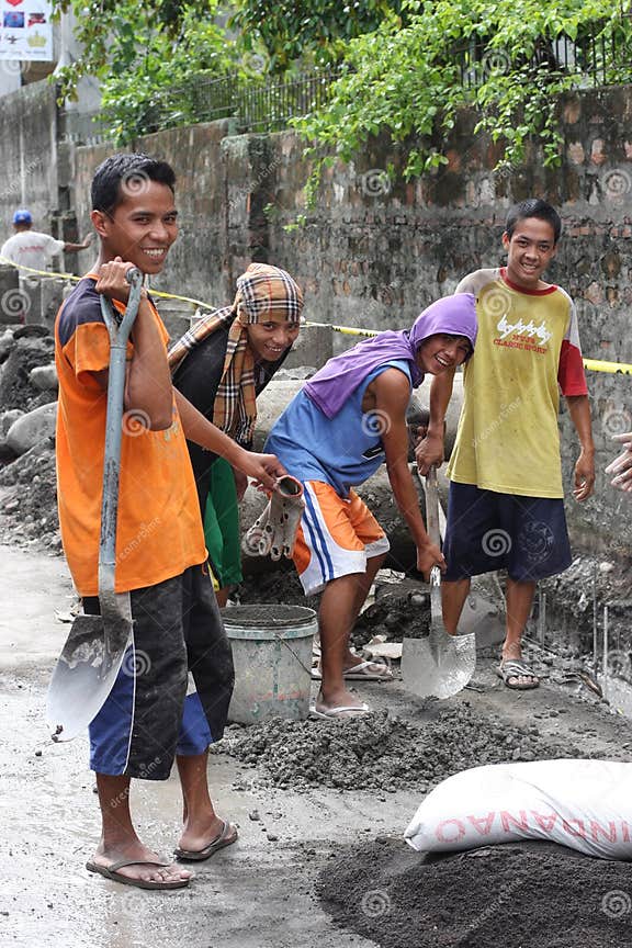 Construction Workers in the Philippines Editorial Stock Photo - Image ...