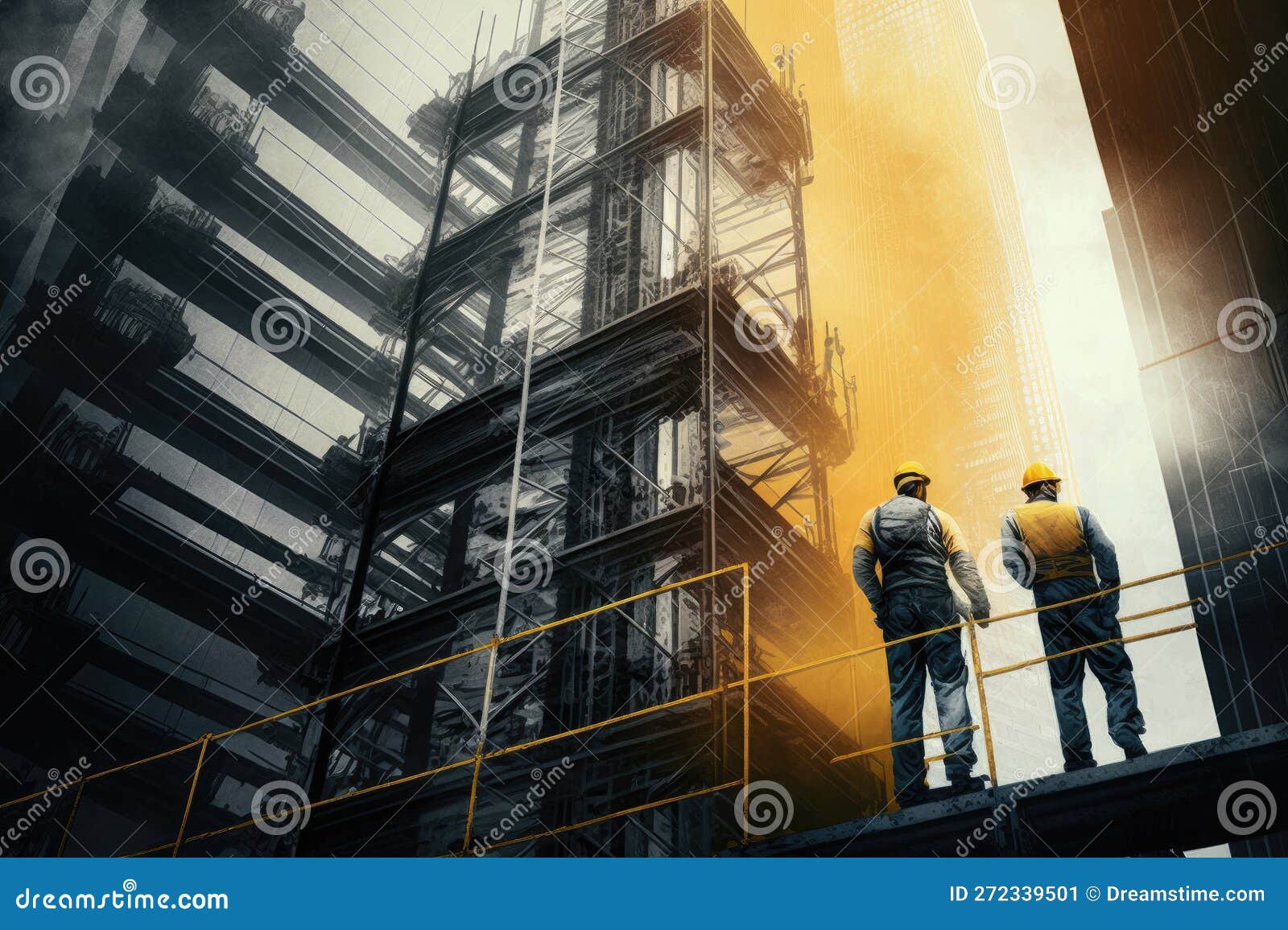 Construction Workers on Platform for Repair and Maintenance of ...