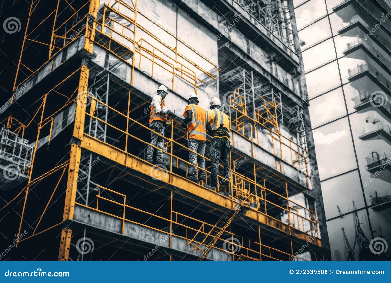 Construction Workers on Platform for Repair and Maintenance of ...