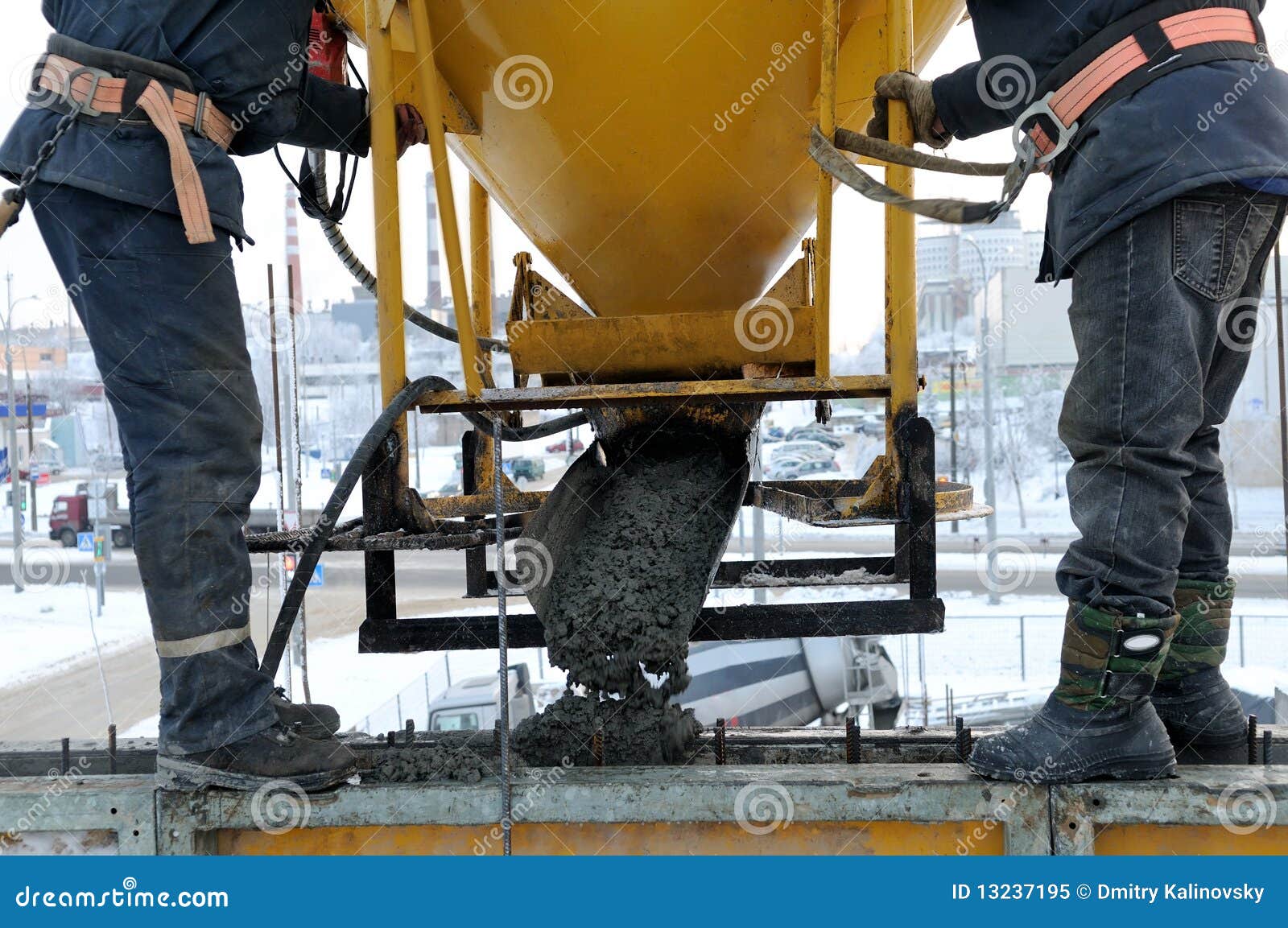 Construction Workers Pouring Stock Image - Image of action, building ...