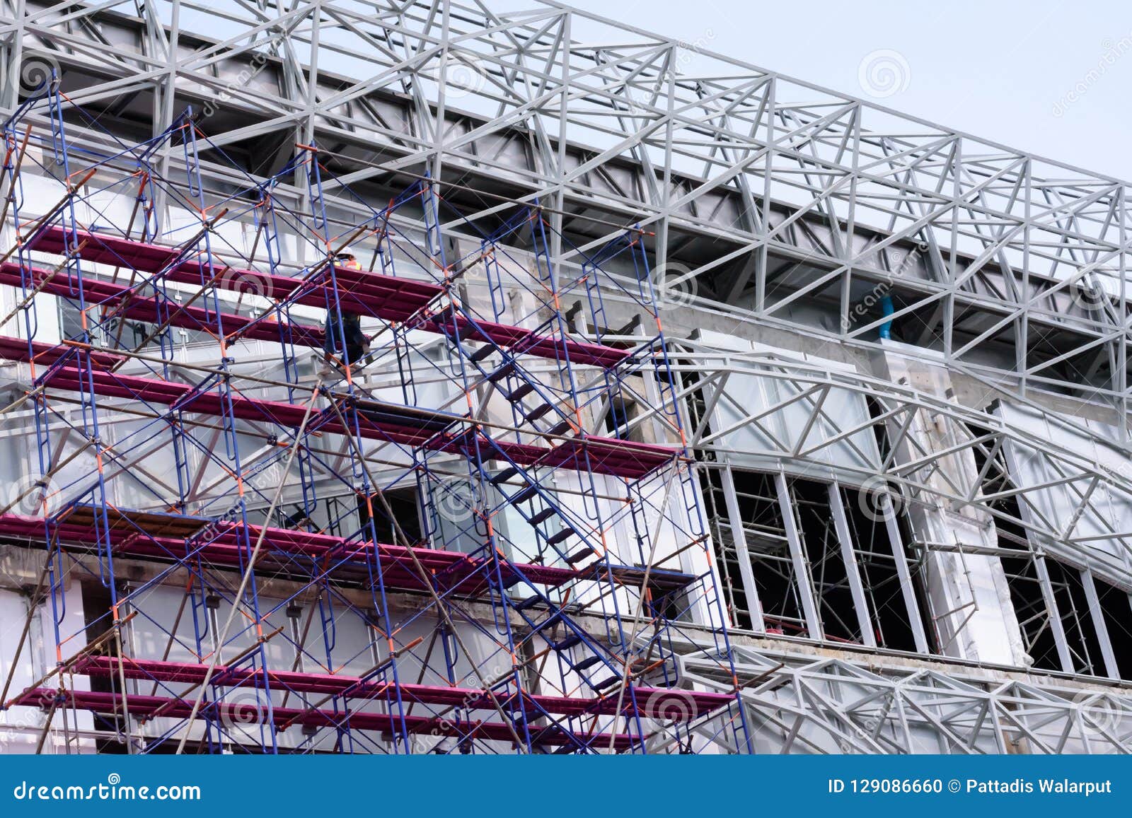 Construction Workers Preparation for Binding Steel Frame and Concrete ...