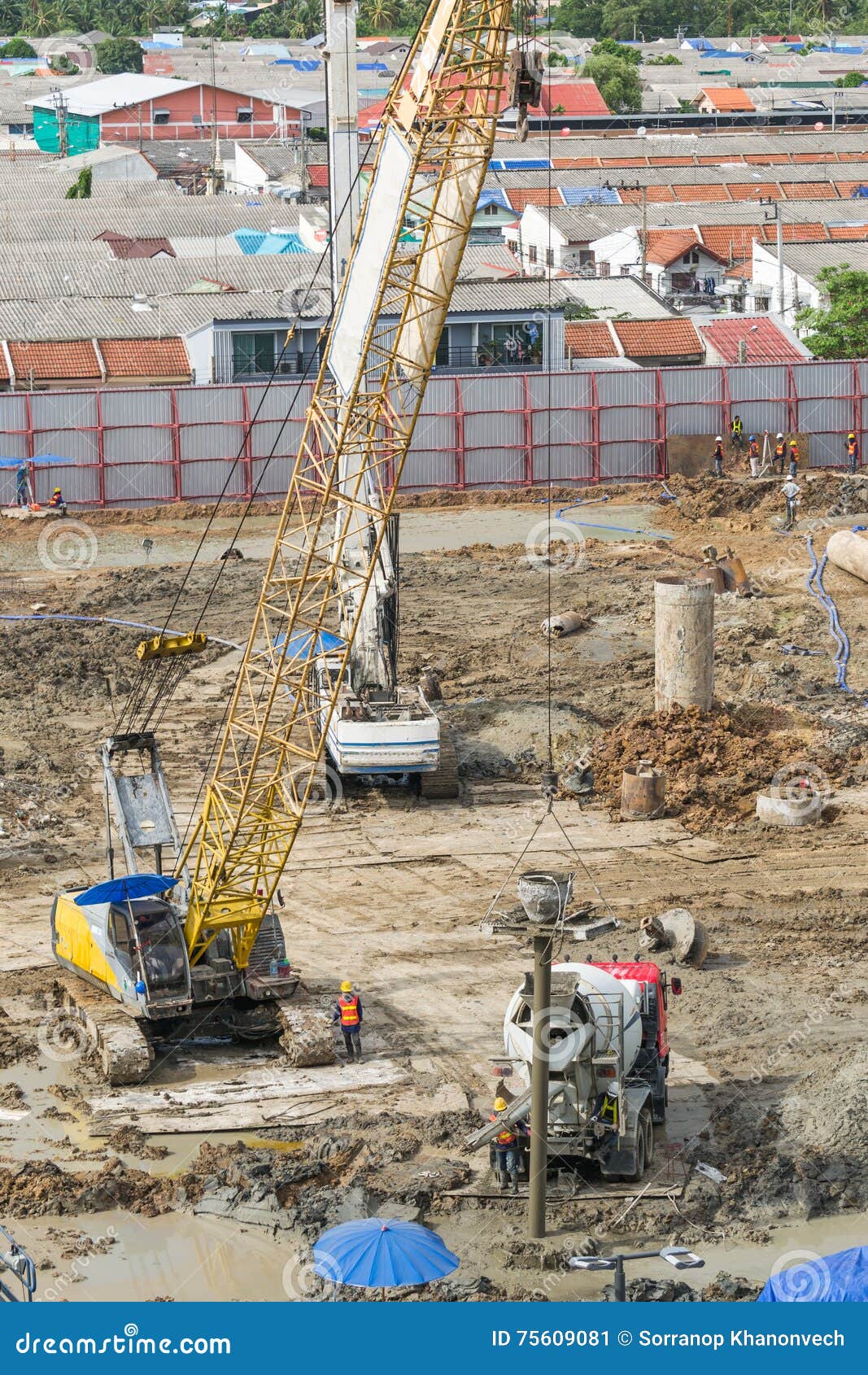 Construction Workers are Preparing Pump for Concrete for Pouring Stock ...