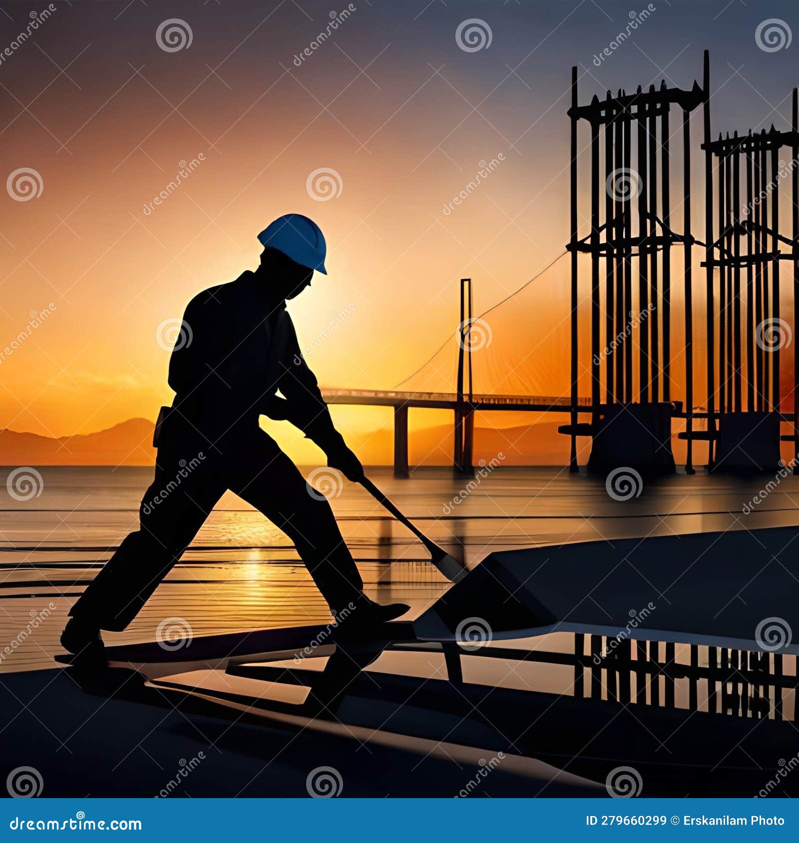 Construction Workers and Projects with Silhouettes and Dark Objects at ...