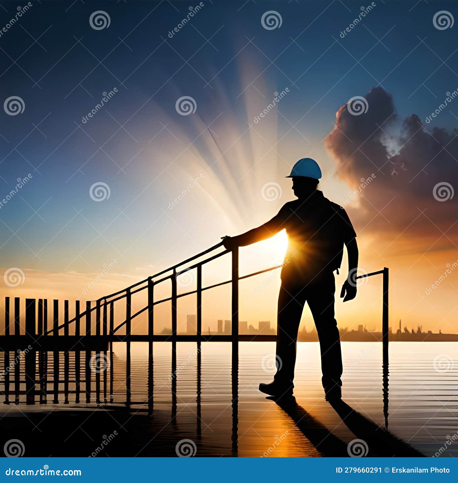 Construction Workers and Projects with Silhouettes and Dark Objects at ...