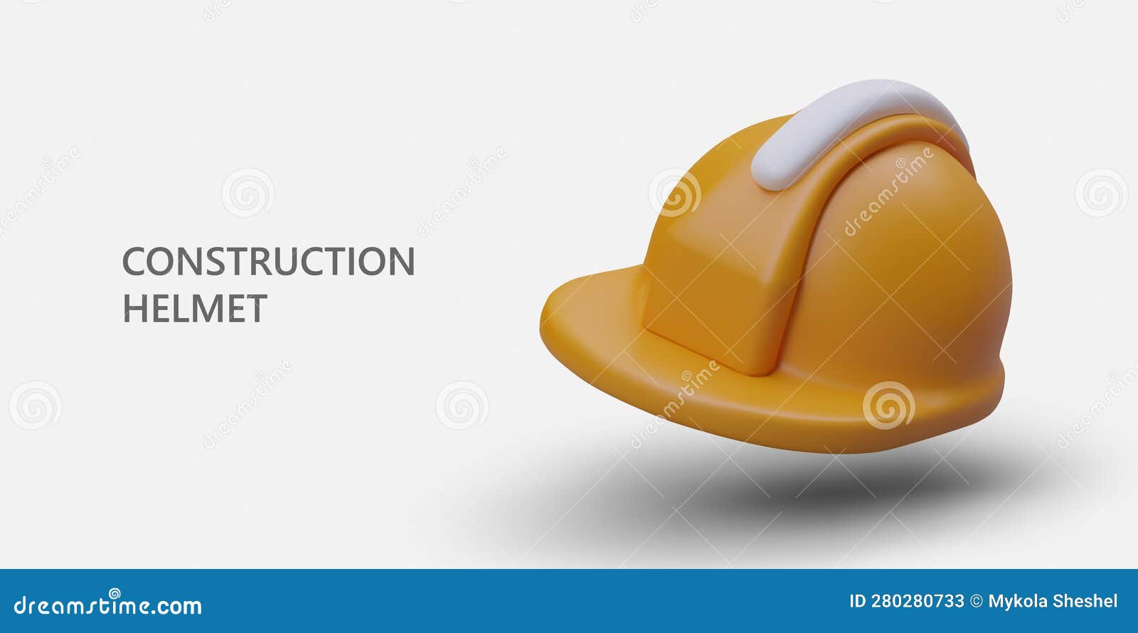 Construction Workers Protective Helmet. Banner with 3D Yellow Tough ...