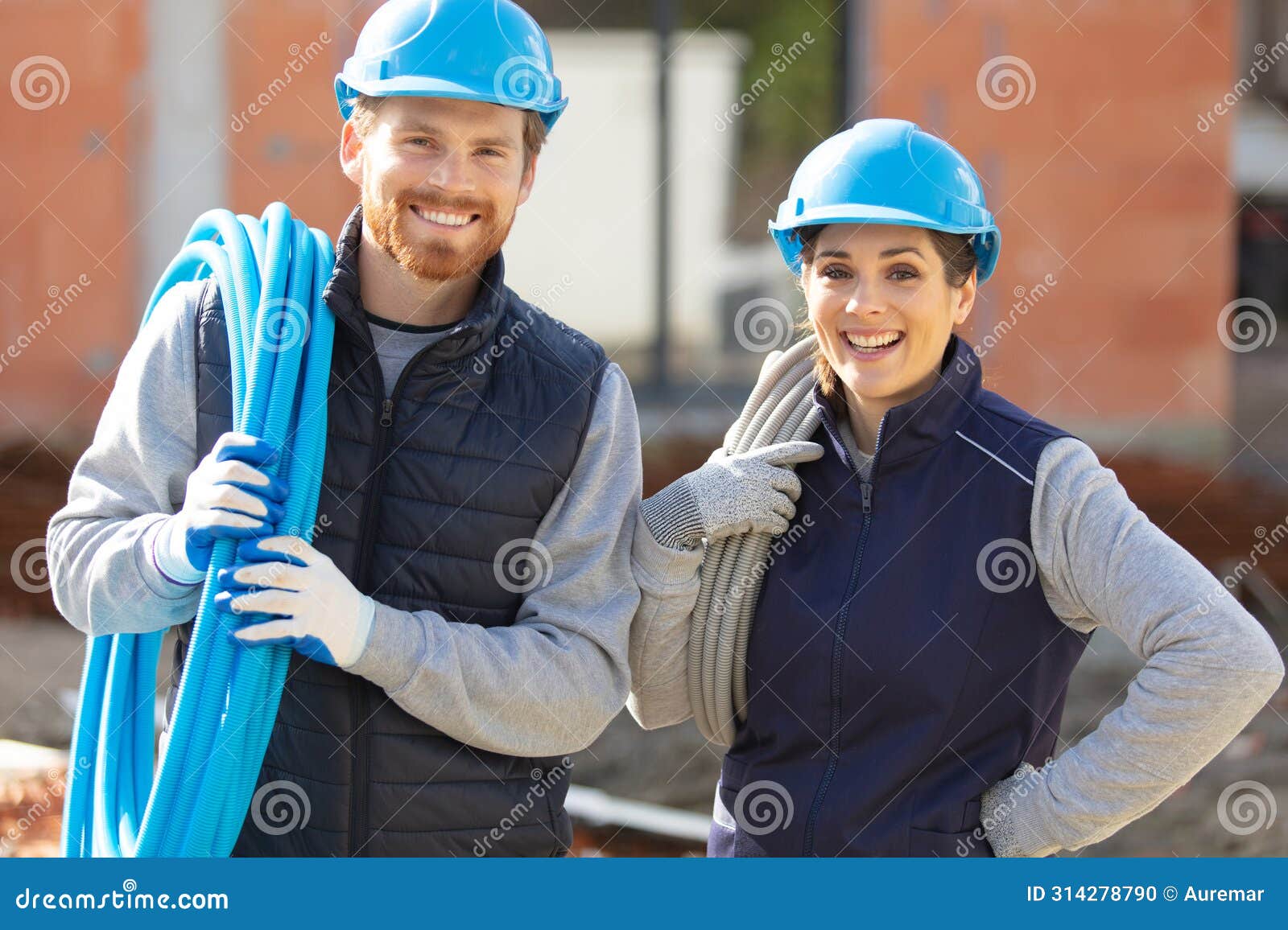 Construction Workers Ready for Job Stock Photo - Image of background ...