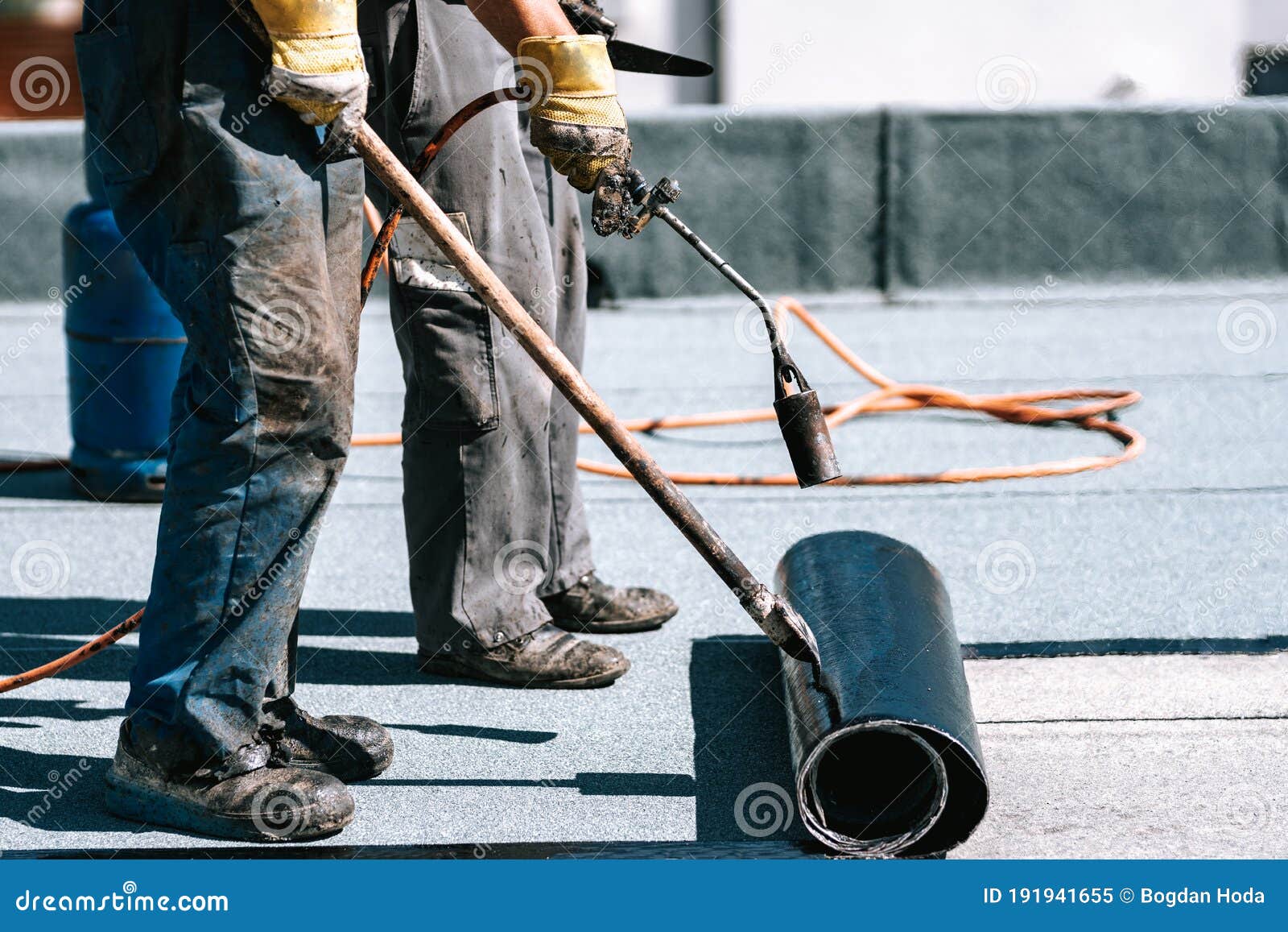 Bituminous Waterproofing Roll Material Is Laid On Wall Of Concrete ...