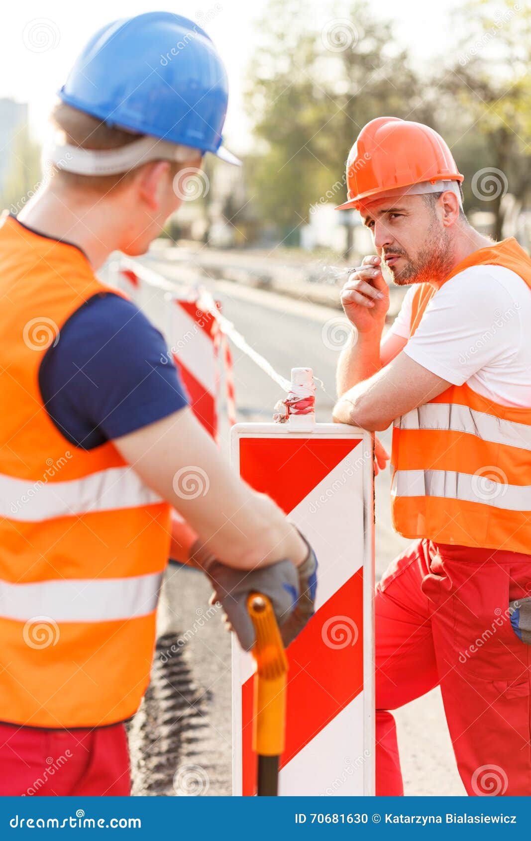 Construction Workers in Safety Uniform Stock Photo - Image of city ...