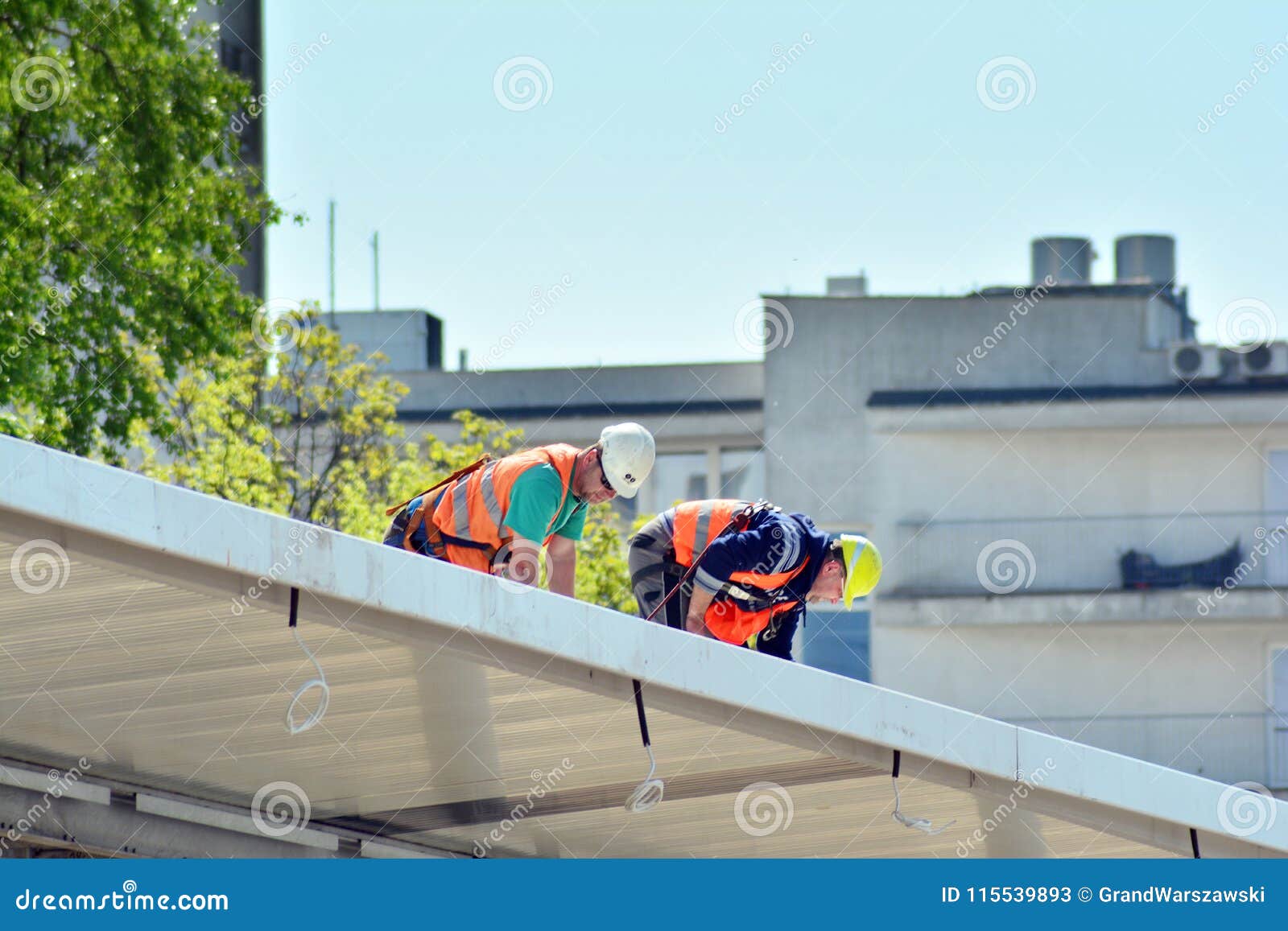 Construction Workers on a Scaffold. Editorial Stock Photo - Image of ...