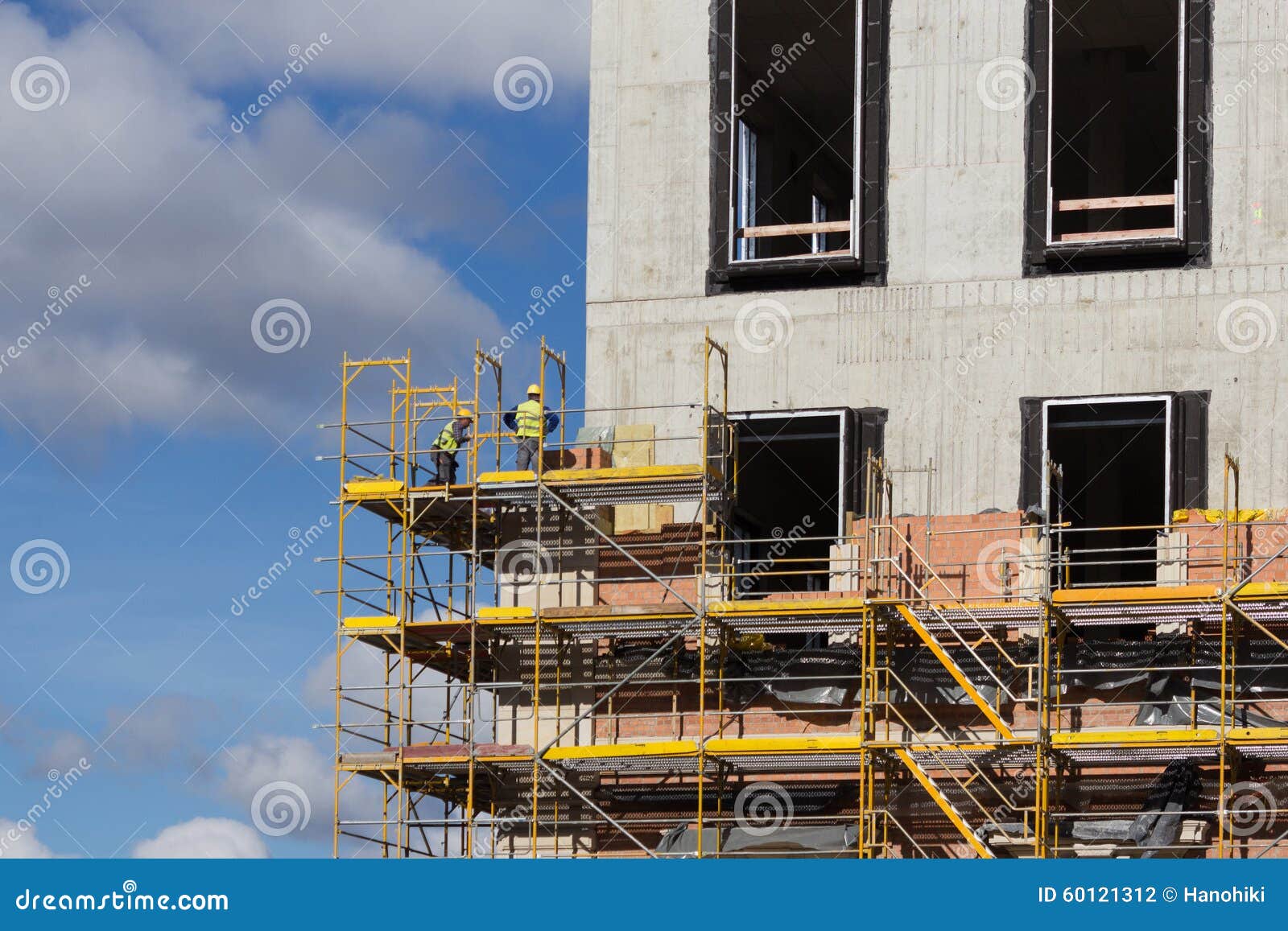 Scaffolding On Building. Building Covered In Scaffolding At Cons Stock ...