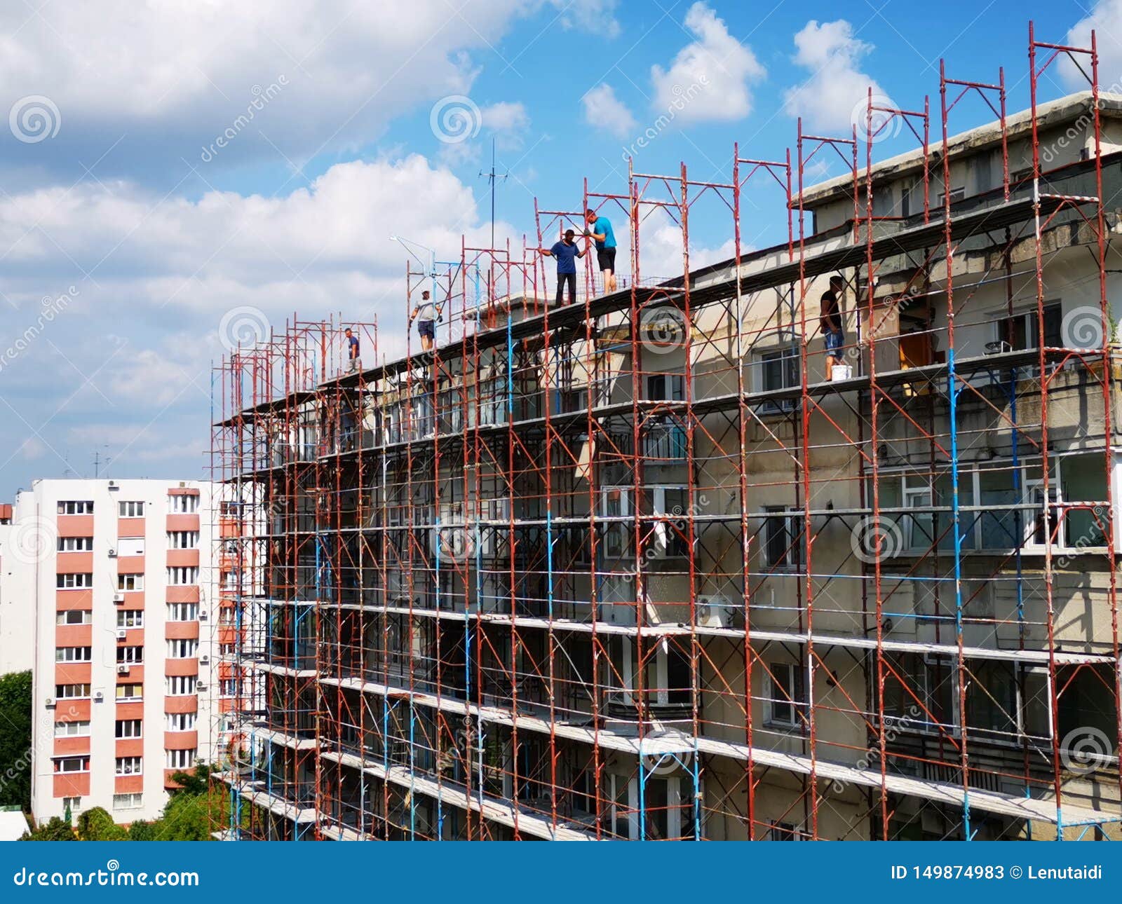 Scaffolding For Red Building Restoration Royalty-Free Stock Image ...