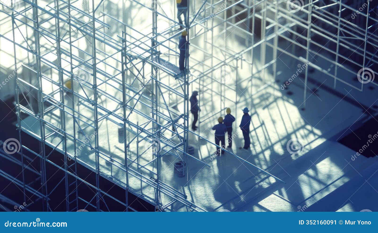 Construction Workers on Scaffolding during Building Project Stock Image ...