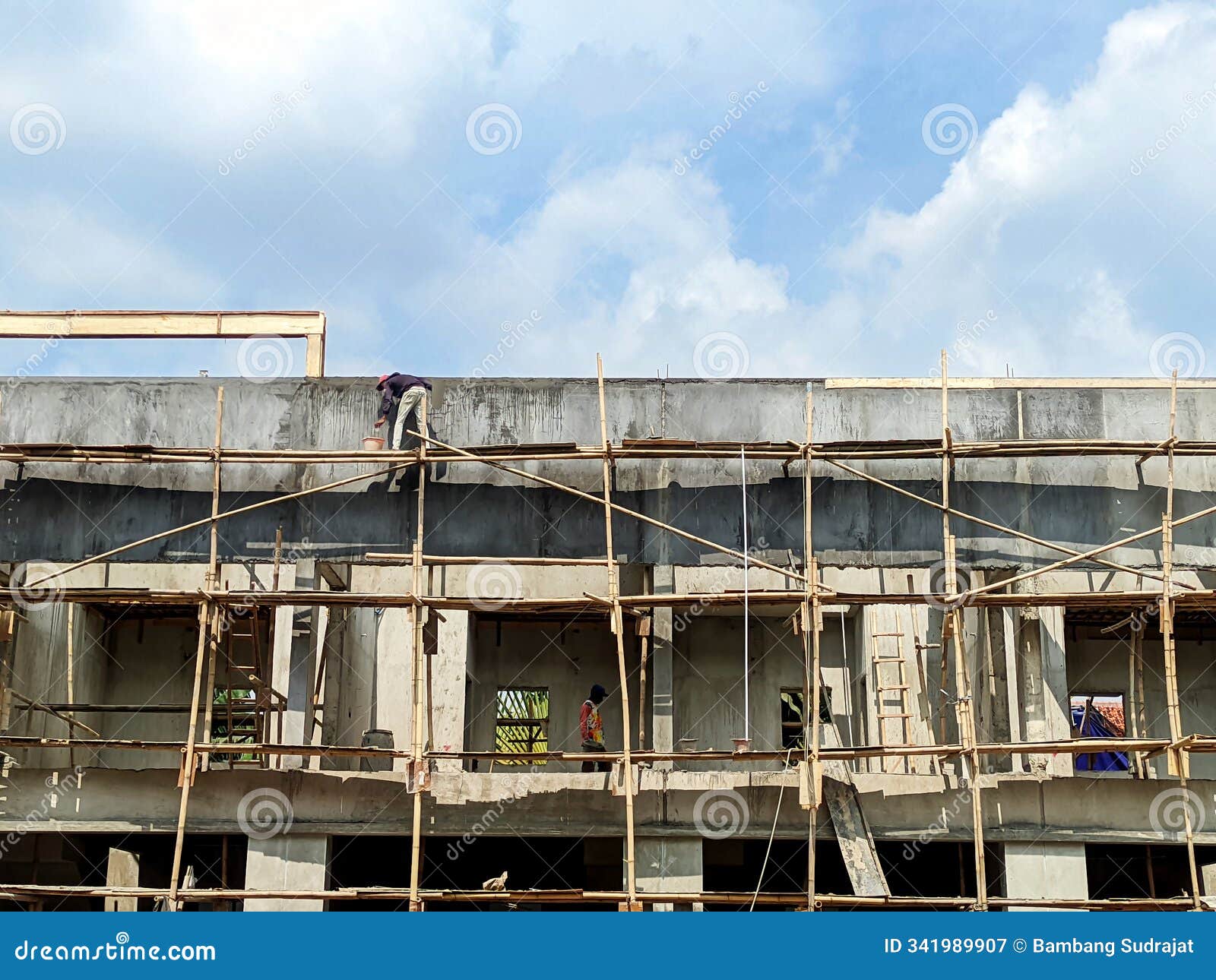 Construction Workers on Scaffolding at Building Site Stock Image ...