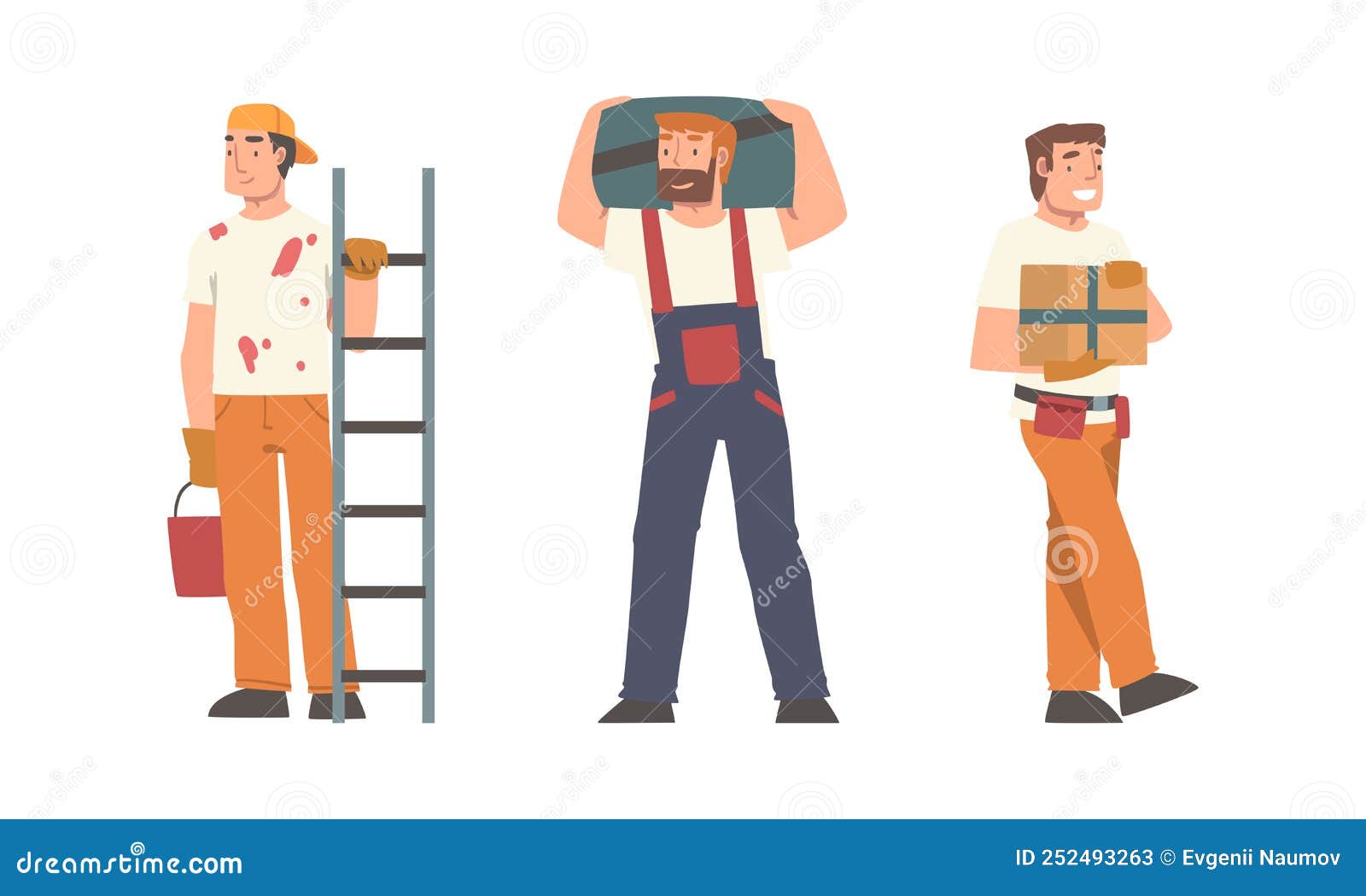 Construction Workers Set. Builder, Handyman or Repairman Characters ...