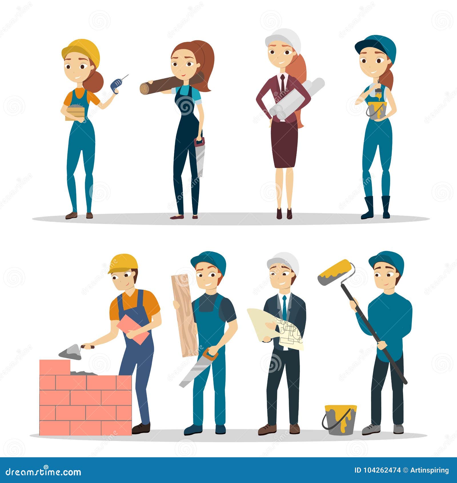 Construction workers set. stock vector. Illustration of abstract ...