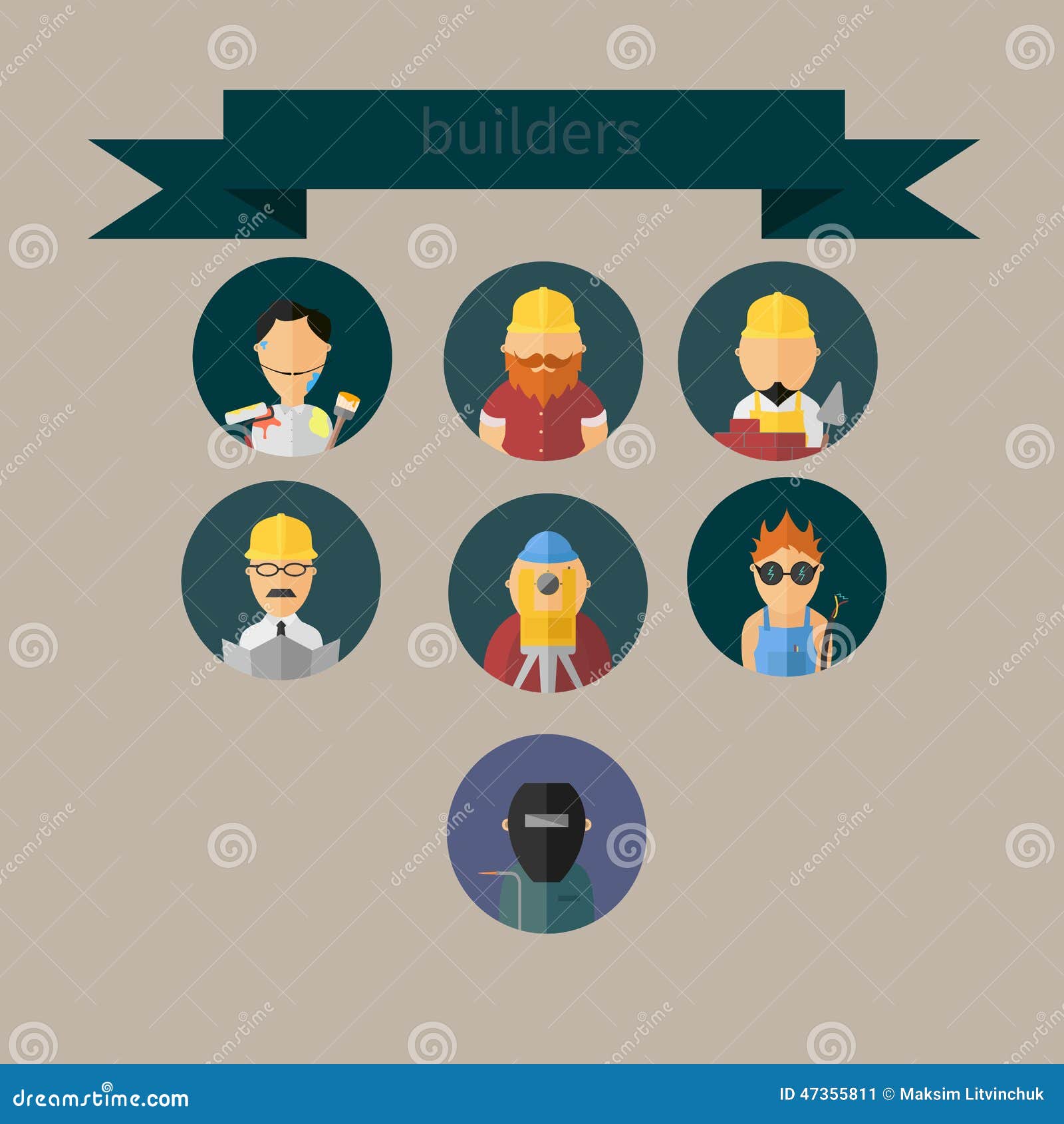 Construction Workers Set Icons for Your Design Stock Vector ...