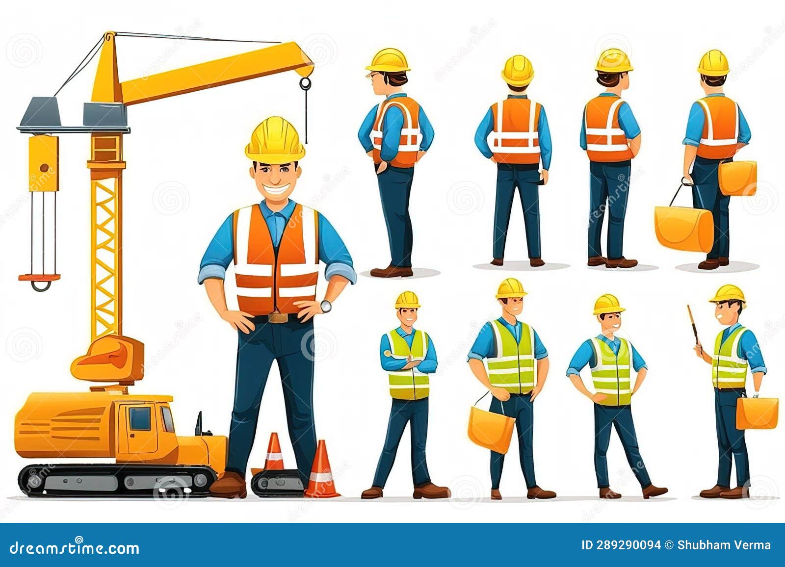 Construction Workers Set. Vector Illustration of a Construction ...
