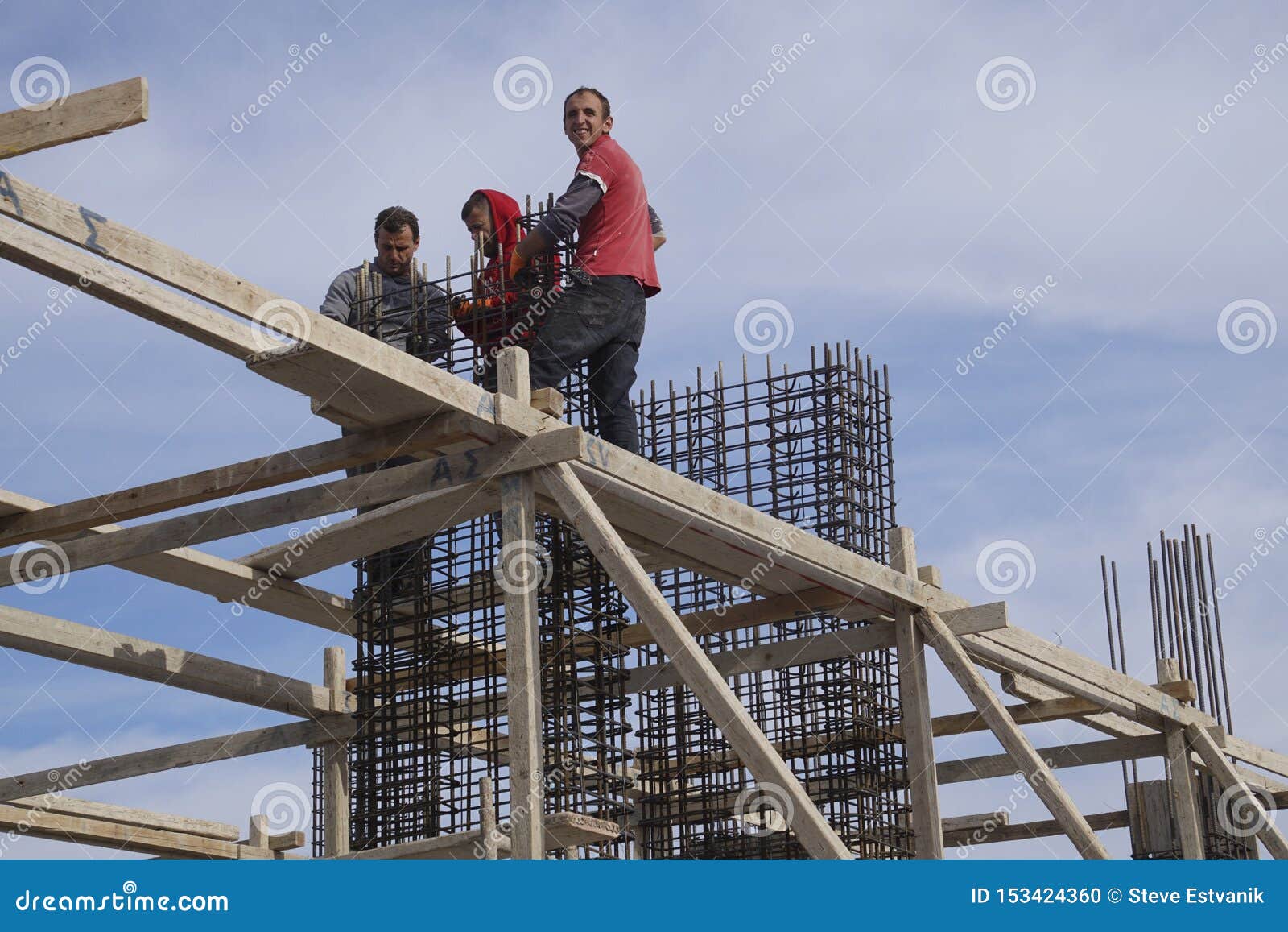 Construction Workers Setting Rebar for a Building Editorial Image ...