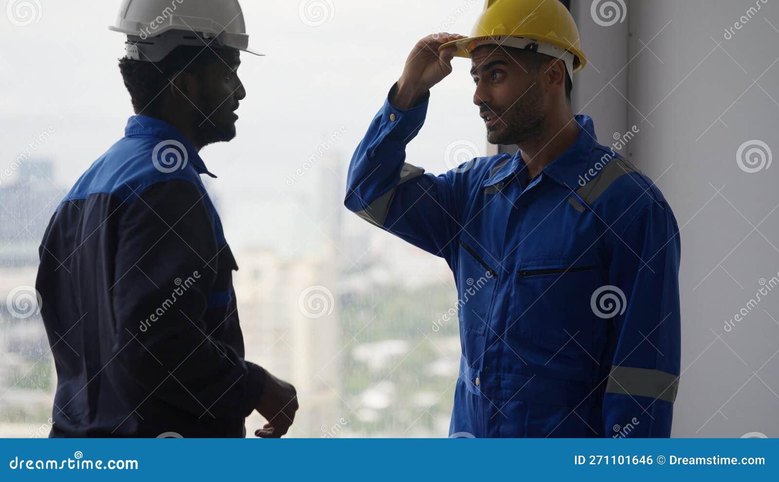 Handshake between Engineer Foreman Manager and Electrician Stock Photo ...