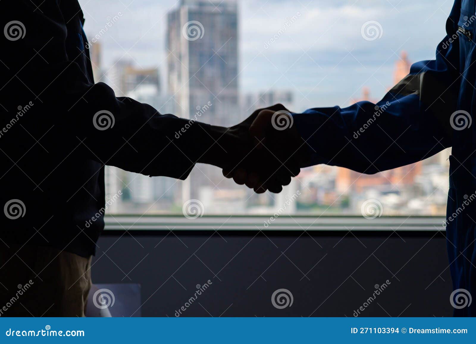 Handshake between Engineer Foreman Manager and Electrician Stock Photo ...