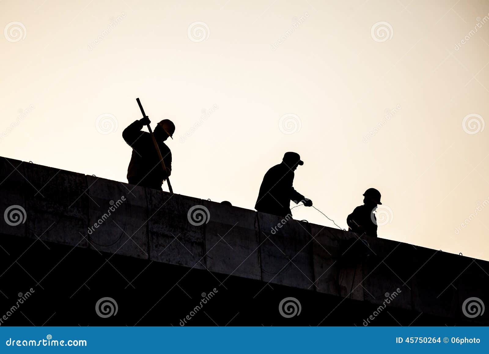 Construction Workers Silhouette Stock Photo - Image of profession ...