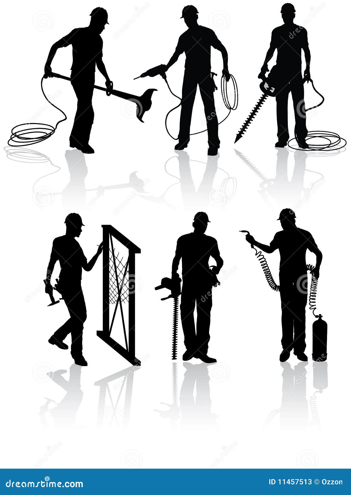 Construction Workers Silhouettes Stock Vector - Illustration of ...