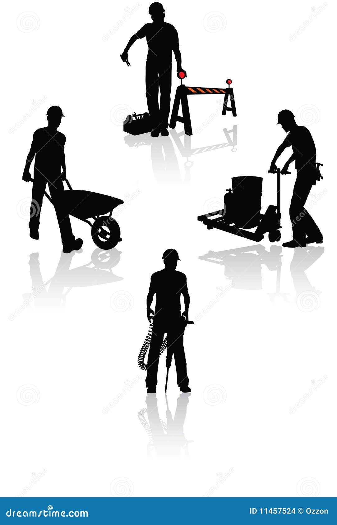 Construction Workers Silhouettes Stock Vector - Illustration of gear ...
