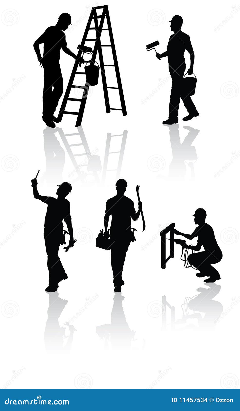 Construction Workers Silhouettes Stock Vector - Illustration of ...