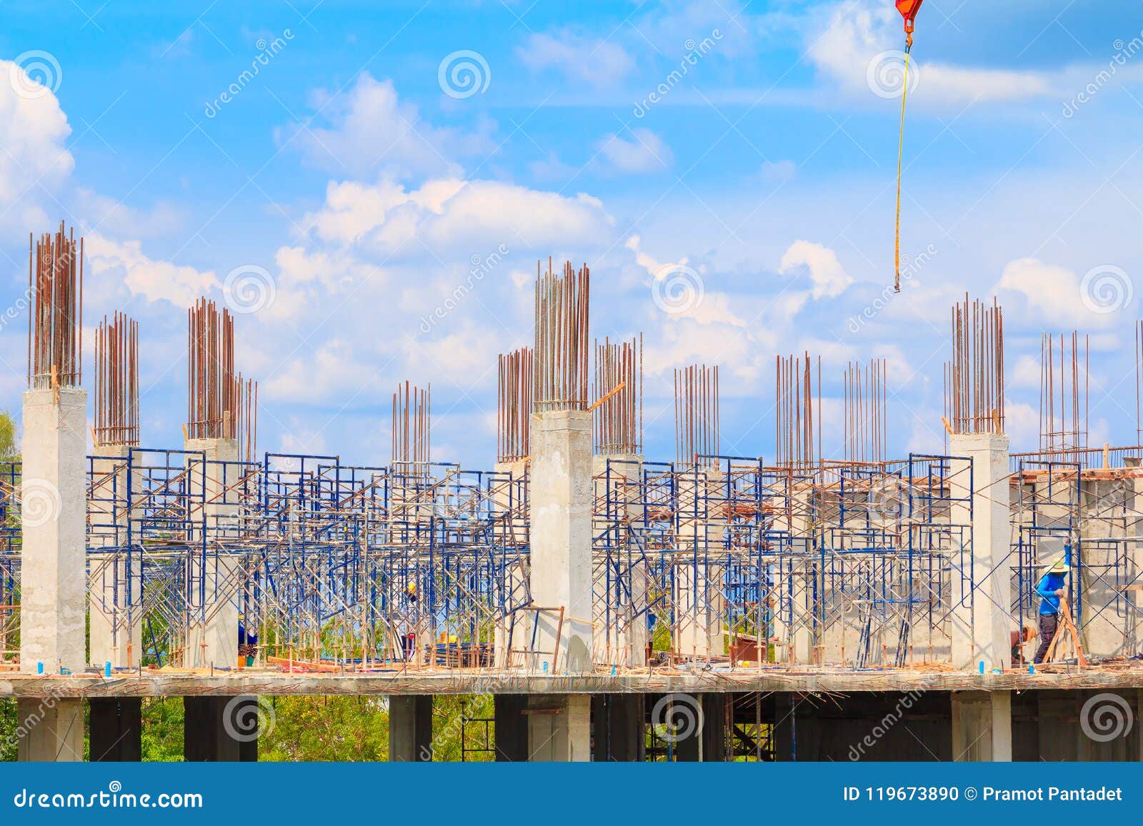 Construction Workers Site and Building of Housing at Laborer Work ...
