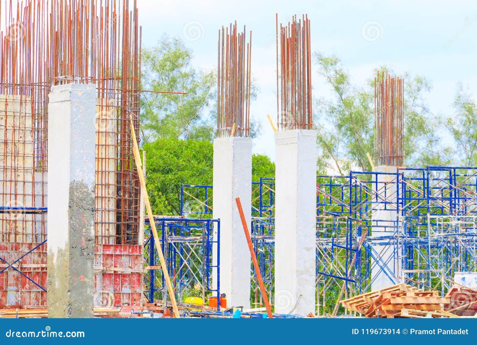 Construction Workers Site and Building of Housing at Laborer Work ...