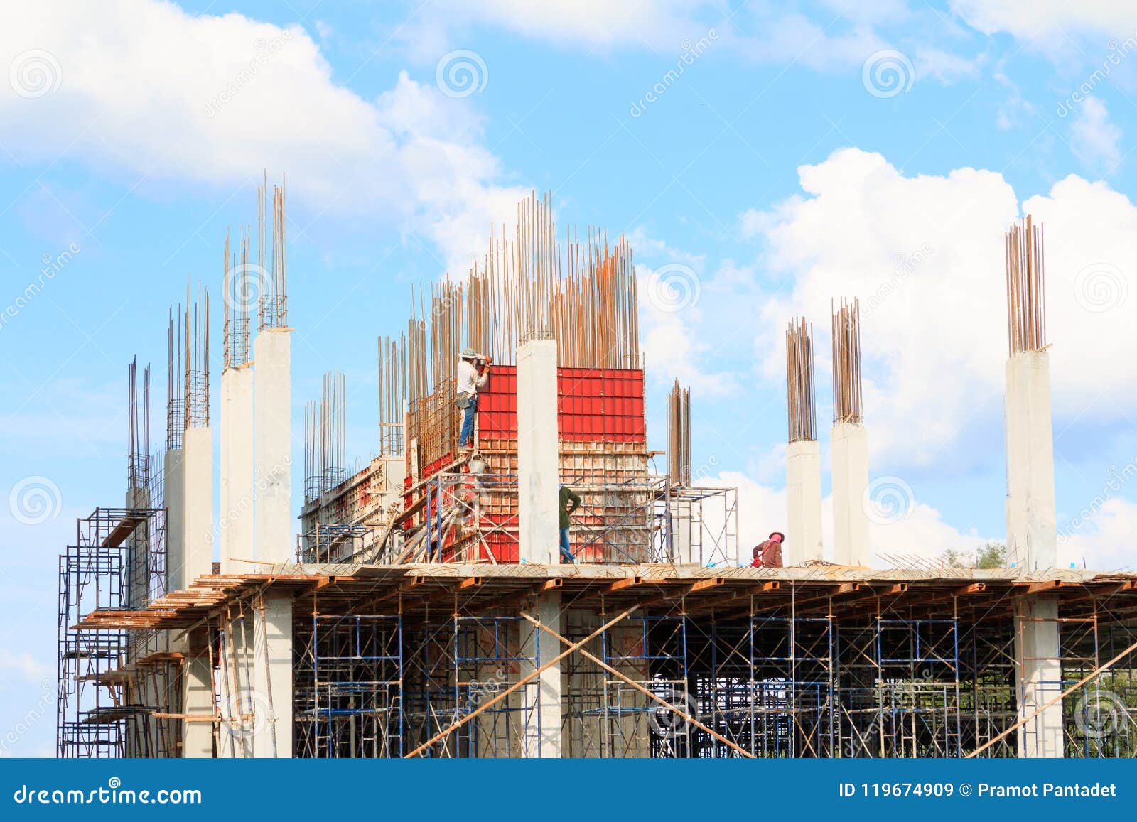 Construction Workers Site and Building of Housing at Laborer Work ...