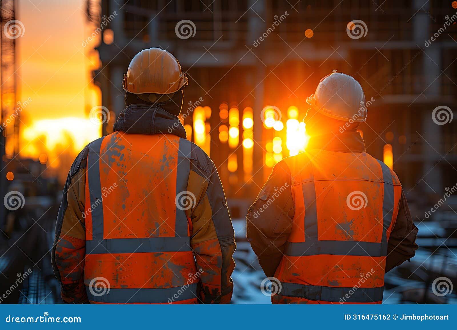 Construction Workers on Site, Engineer Holding Diagram are Standing ...