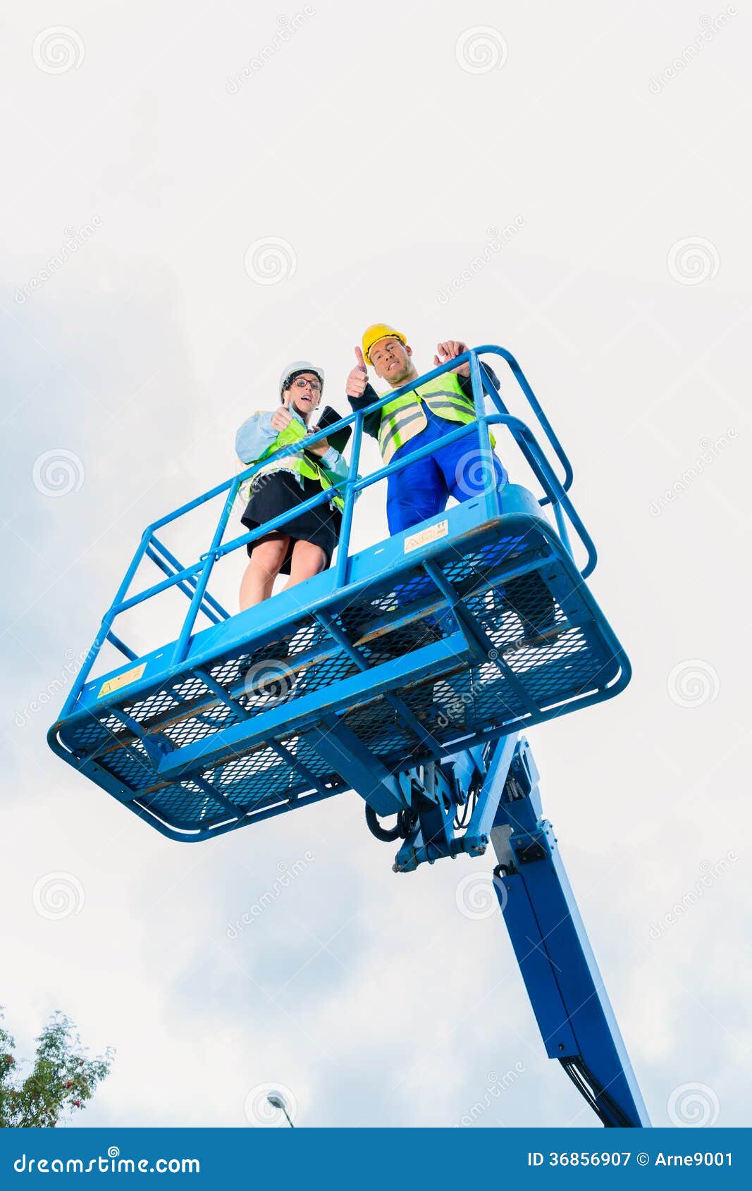 Construction Workers on Site in Hydraulic Lifting Ramp Stock Image ...