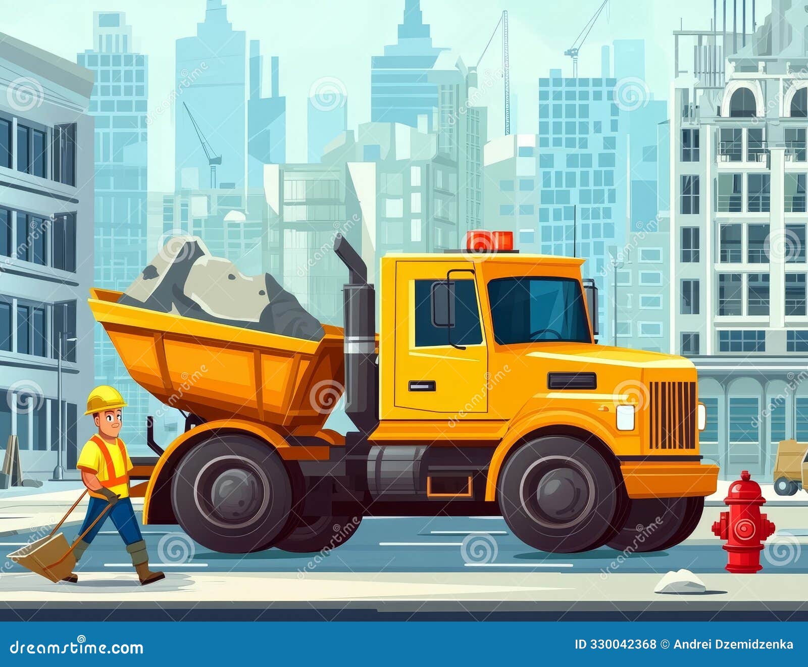 Construction Workers at a Construction Site are Illustrated Stock ...