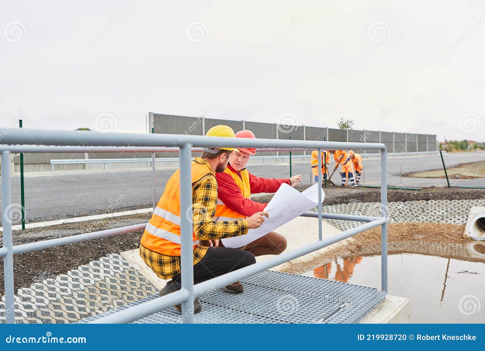 Construction Workers on the Construction Site of Road Construction ...