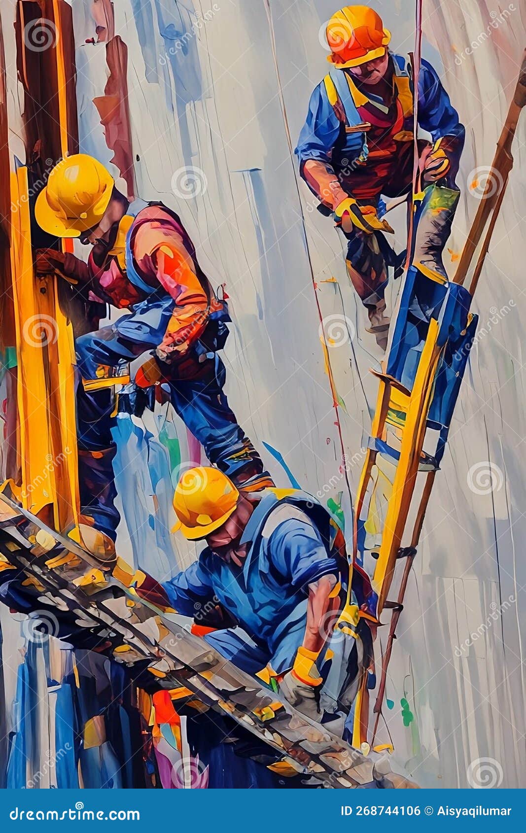 Construction Workers on a Construction Site. Wear PPE for Safety and To ...