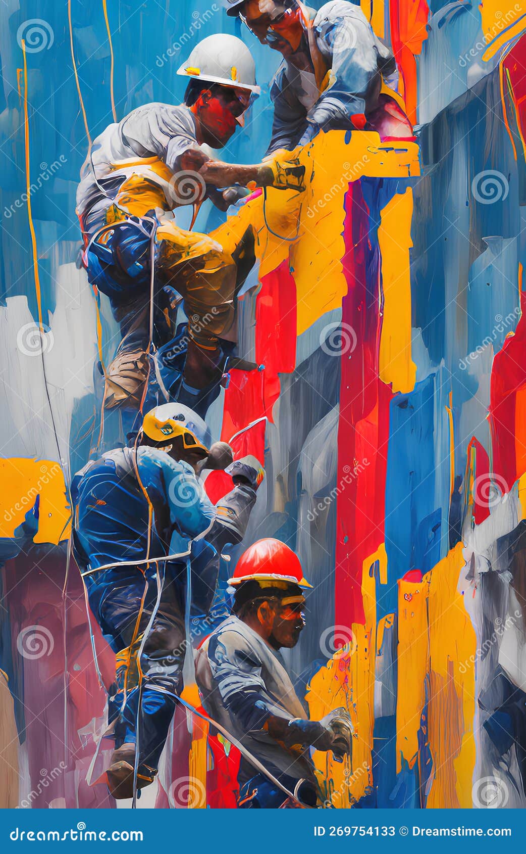 Construction Workers on a Construction Site. Wear PPE for Safety and To ...