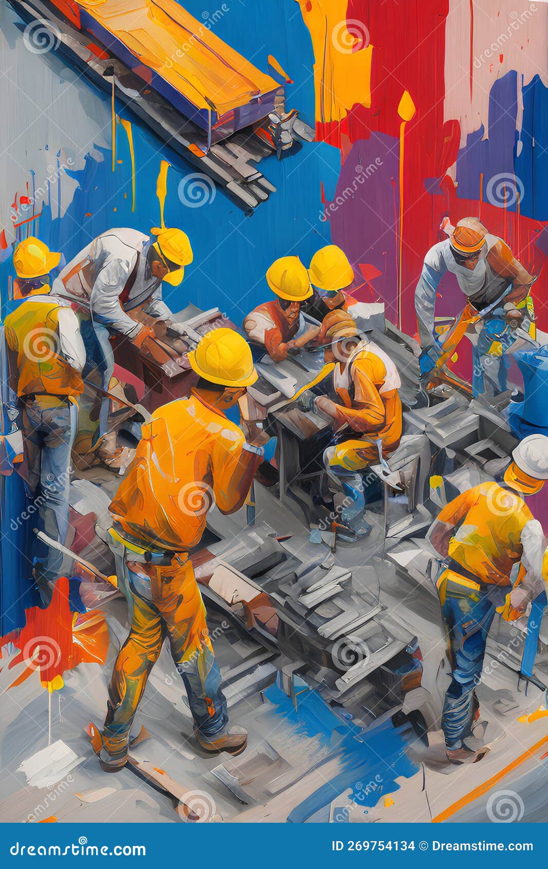 Construction Workers on a Construction Site. Wear PPE for Safety and To ...