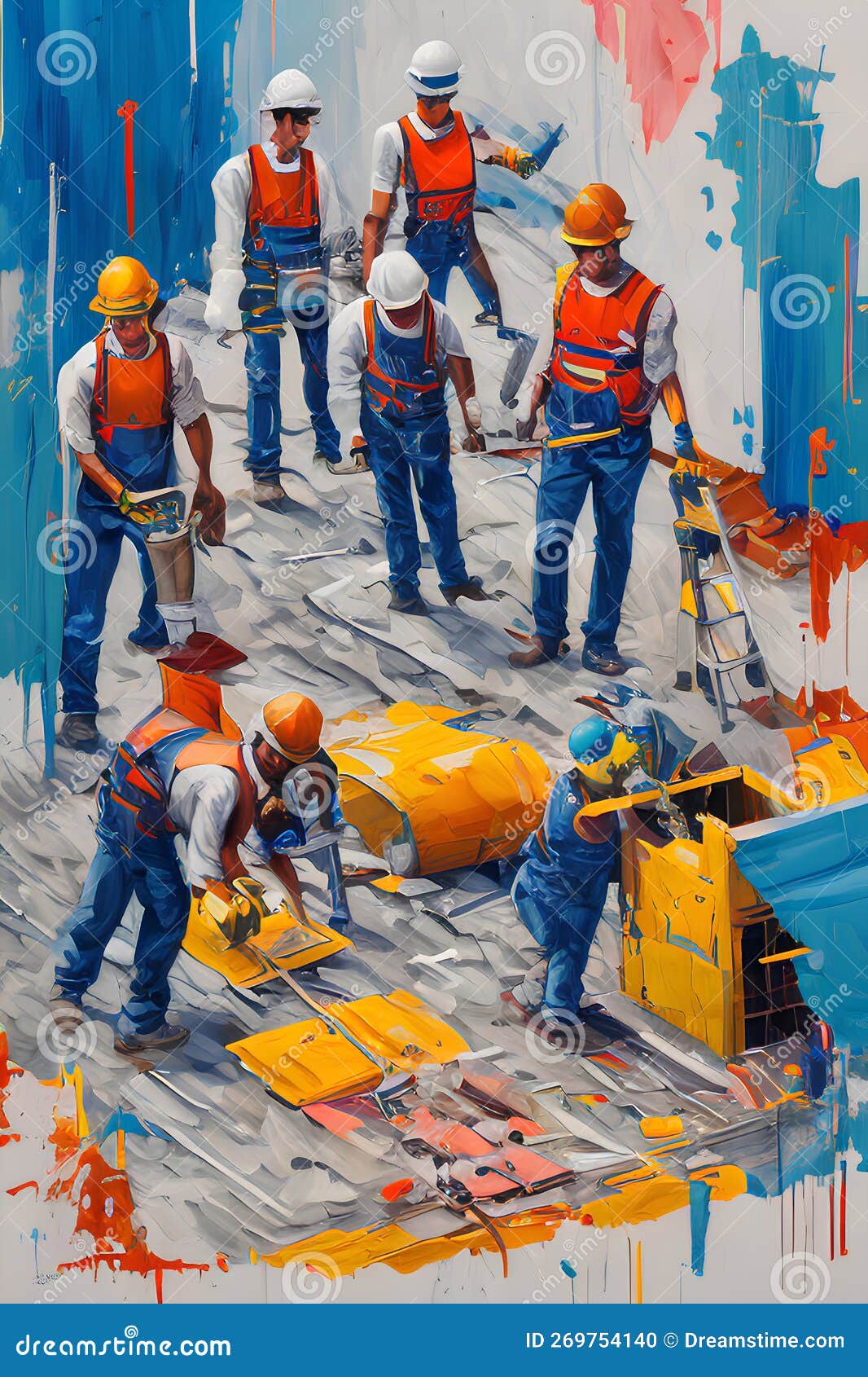 Construction Workers on a Construction Site. Wear PPE for Safety and To ...