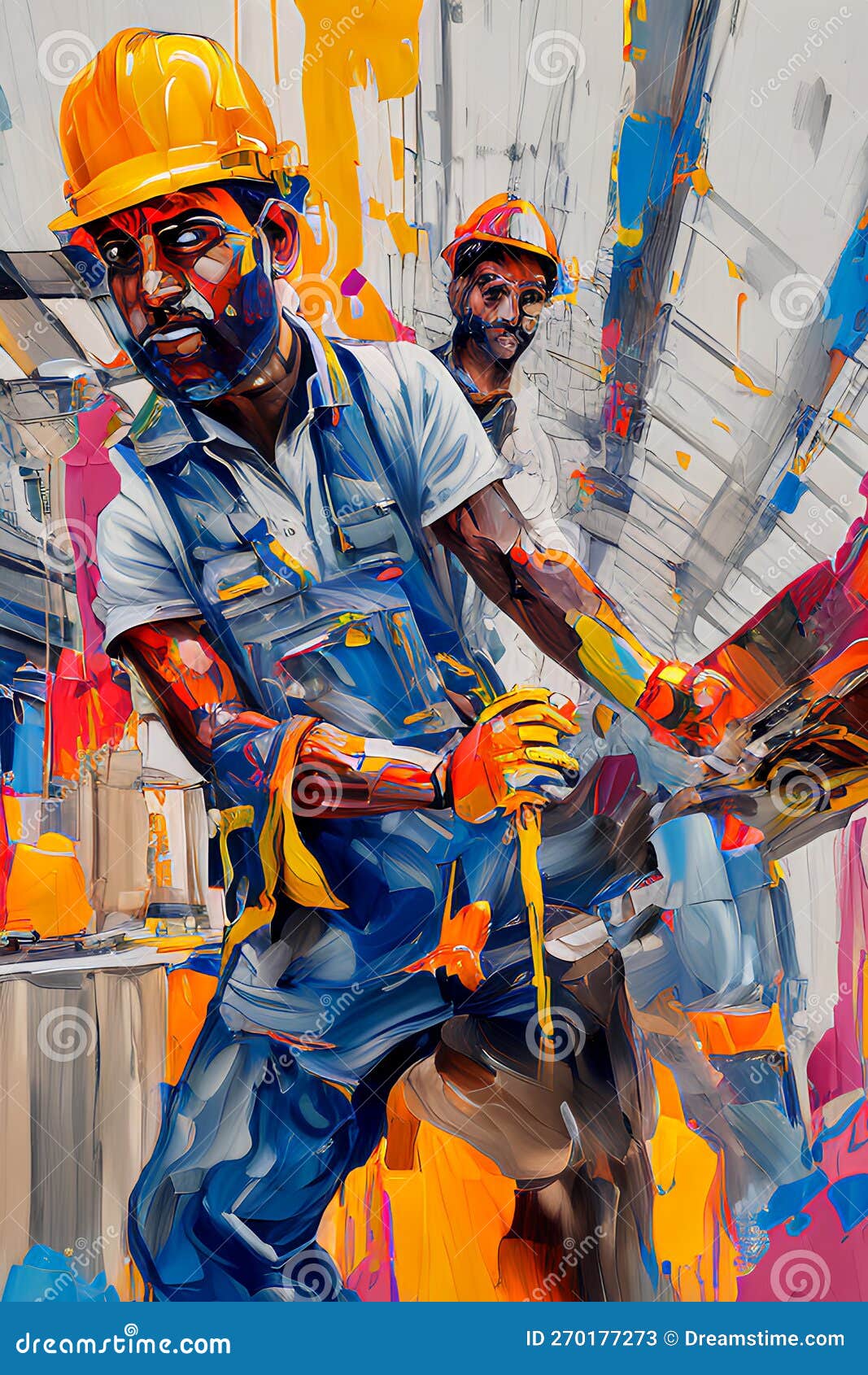 Construction Workers on a Construction Site. Stock Illustration ...