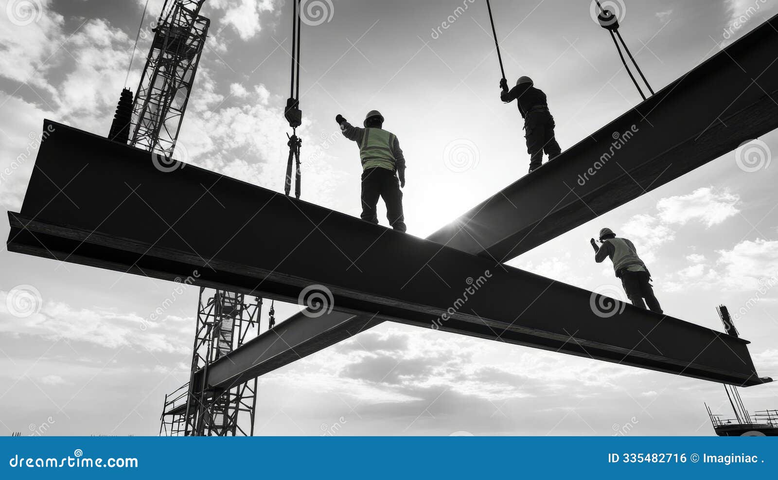 Construction Workers on a Steel Beam Stock Illustration - Illustration ...