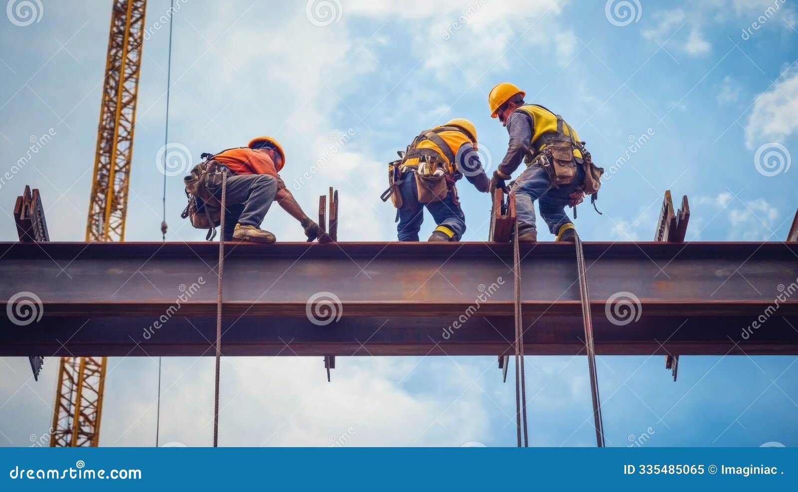 Construction Workers on a Steel Beam Stock Illustration - Illustration ...
