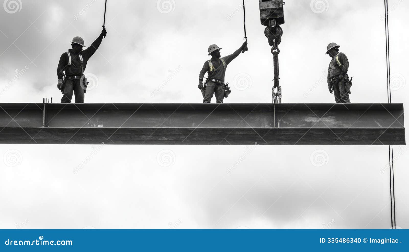 Construction Workers on Steel Beam during Construction Stock ...