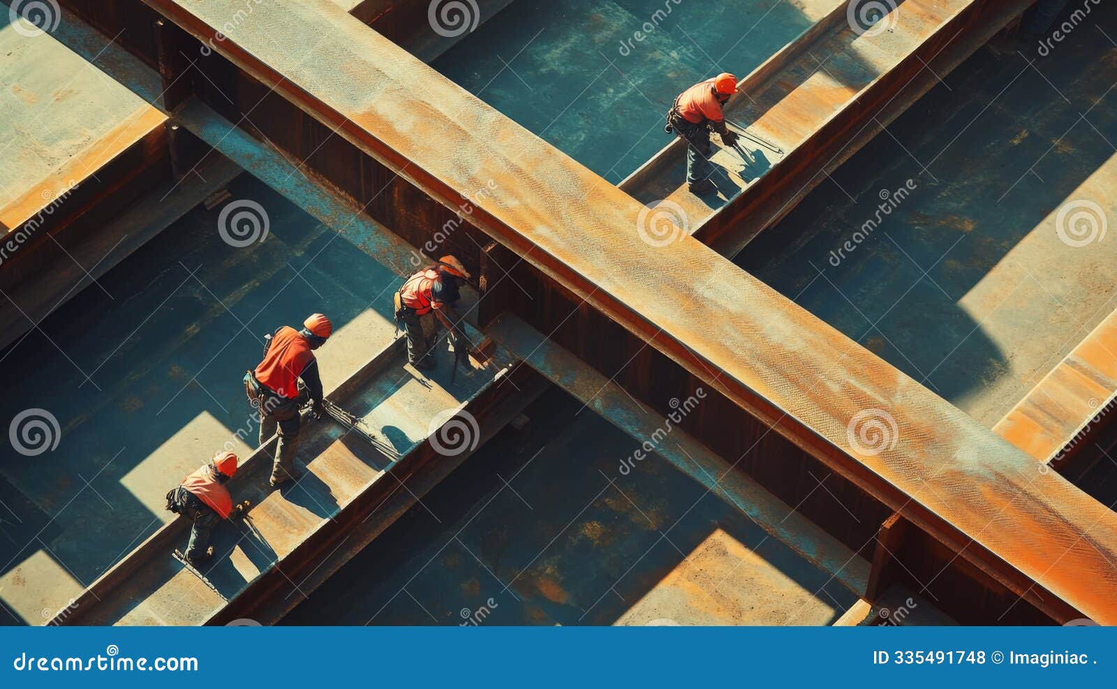 Construction Workers on Steel Beams Stock Illustration - Illustration ...