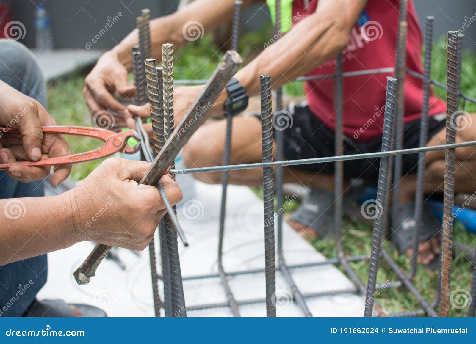 Construction Workers Steel Tie Stock Photo - Image of industry ...