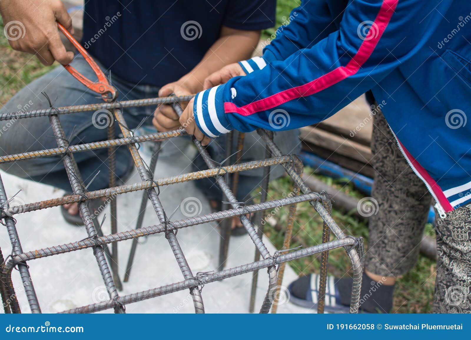 Construction Workers Steel Tie Stock Photo - Image of industrial, tying ...