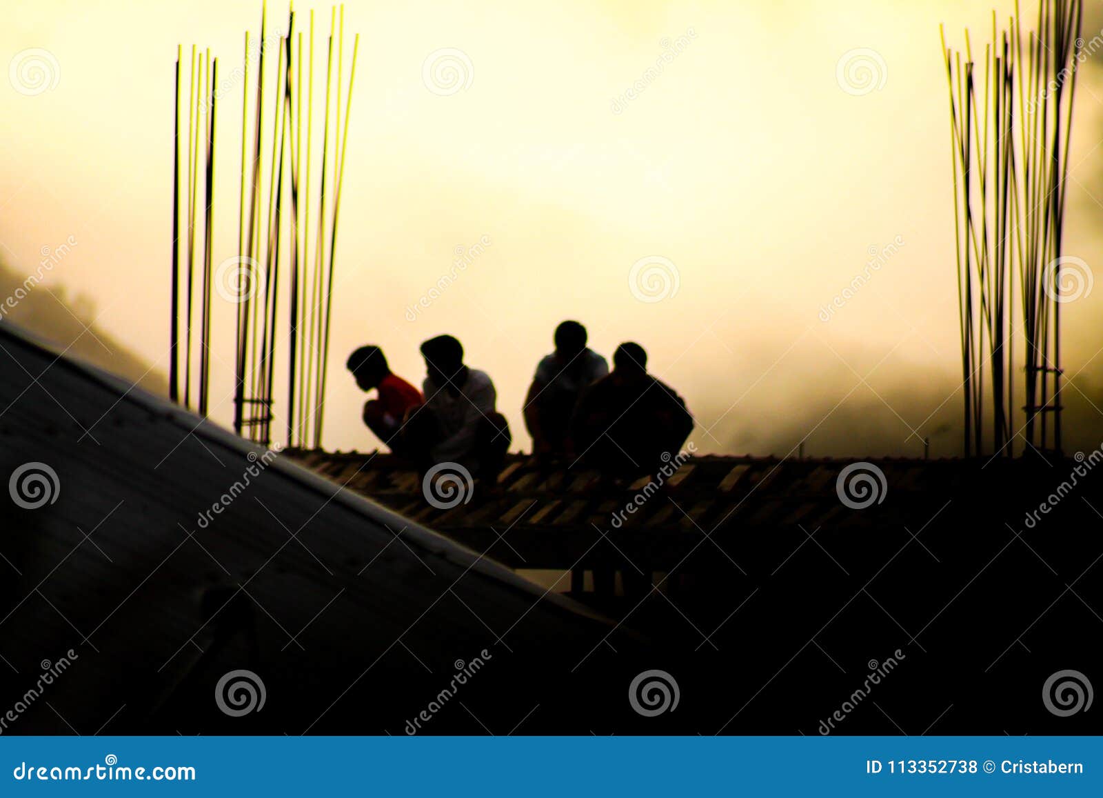 Construction Workers at Sunset Editorial Stock Photo - Image of asia ...