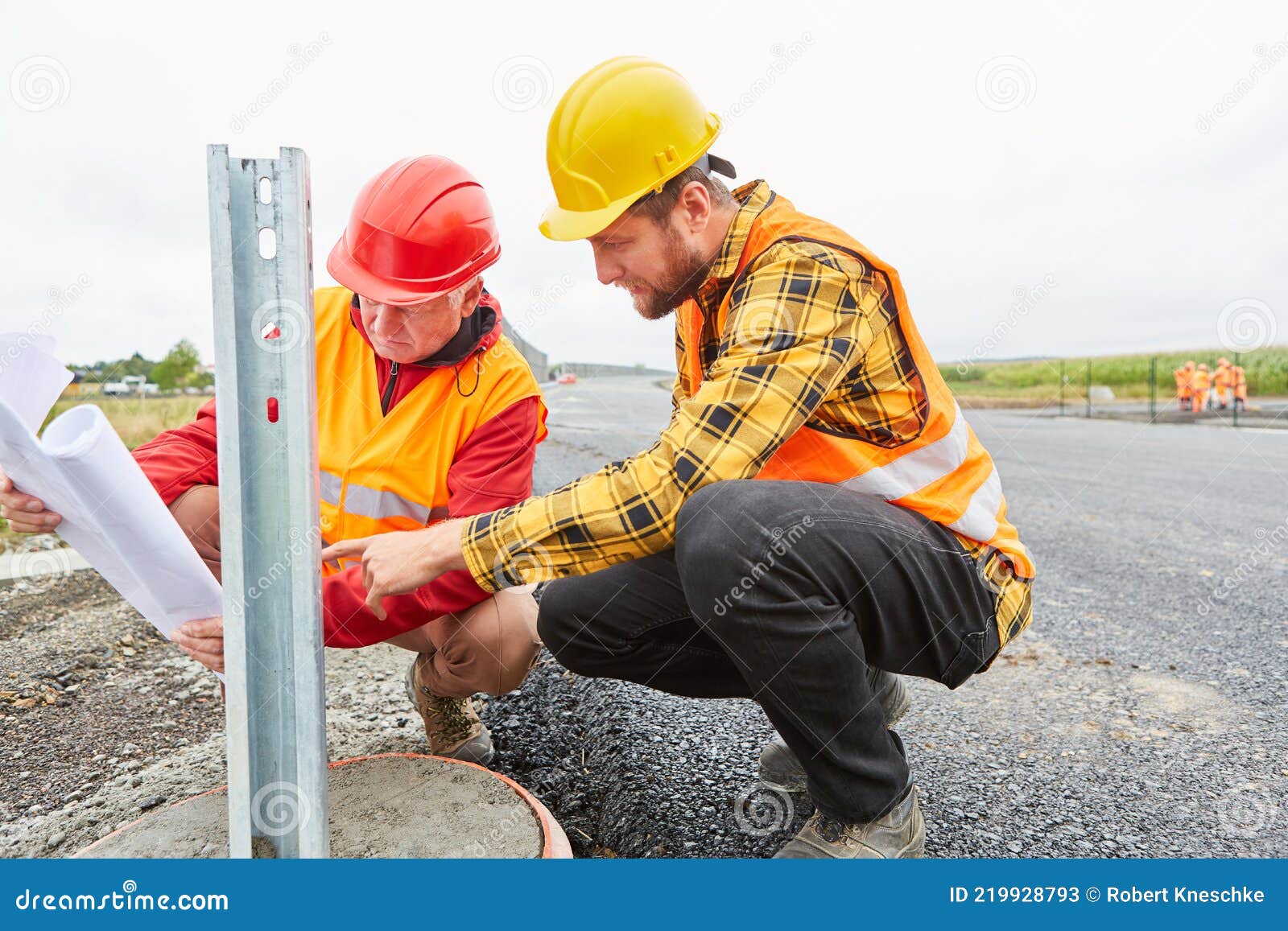 Construction Workers Team Controls Guardrails Construction Stock Image ...