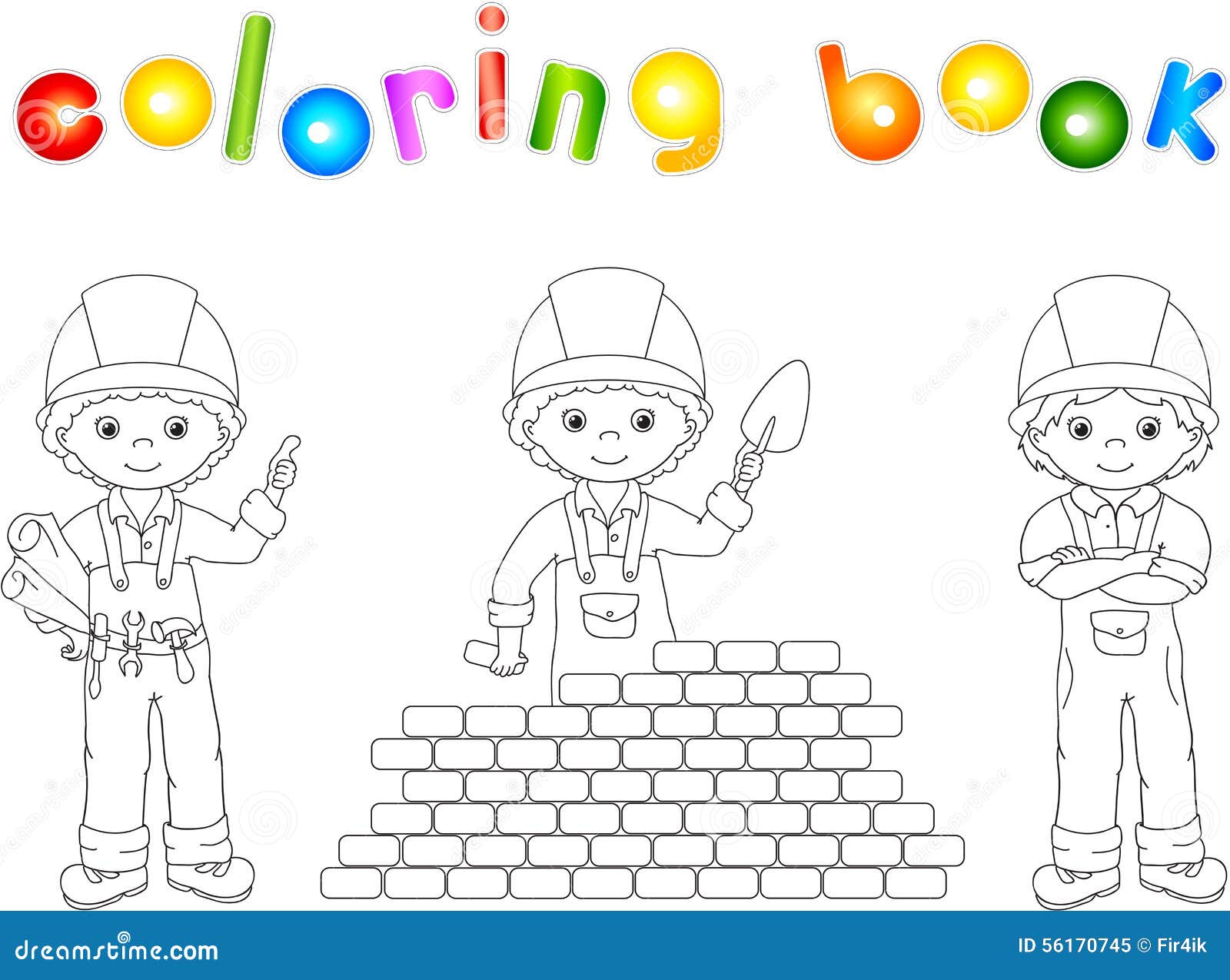 Construction Workers in Their Uniform. Coloring Book Stock Vector ...