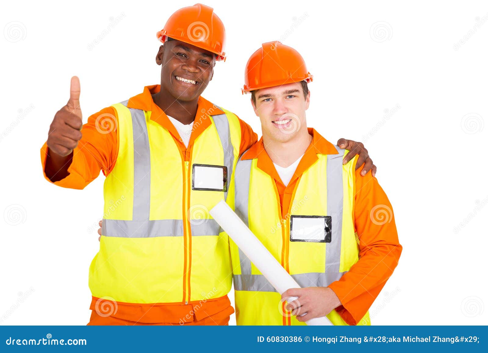 Construction Workers Thumb Up Stock Photo - Image of holding, ethnic ...